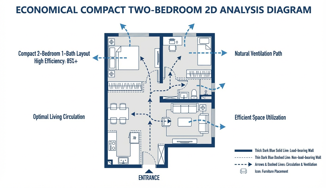 Compact Two-Bedroom Apartment Analysis | EdrawMax Templates